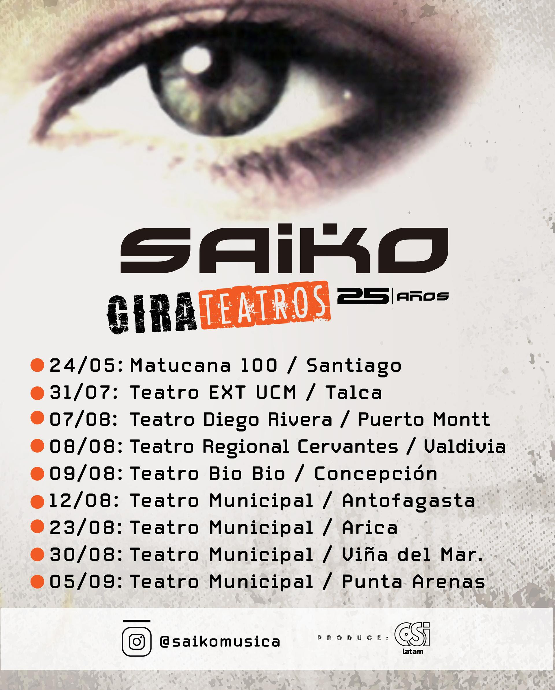 Saiko celebrará su 25 años de carrera a lo largo de Chile con su Gira ...